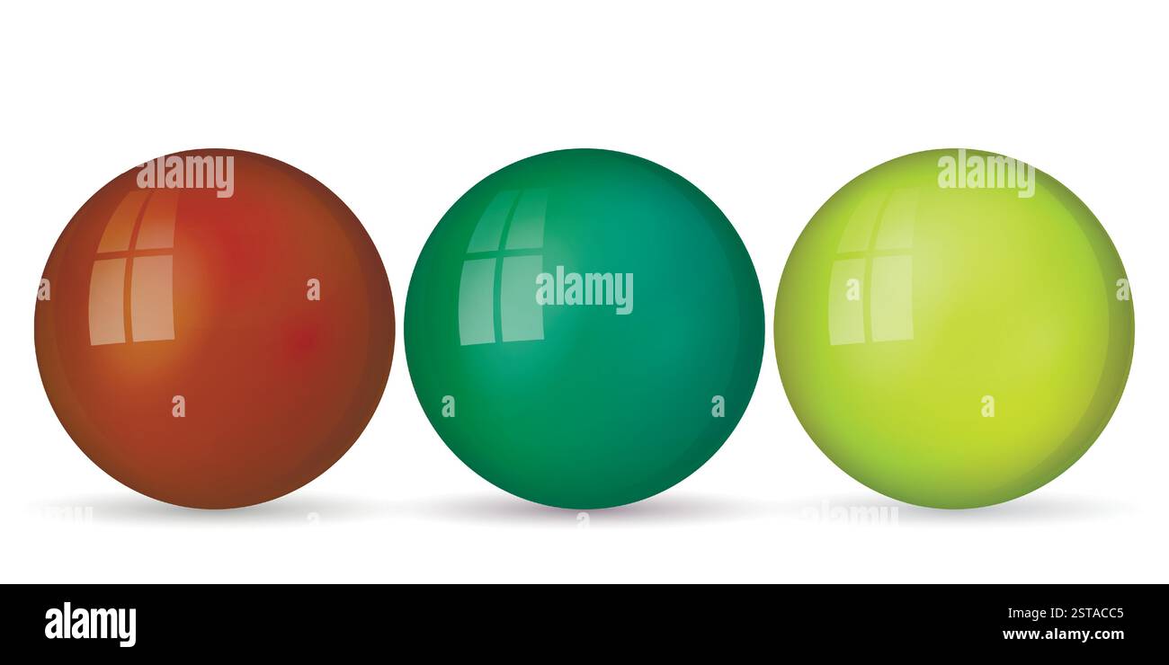 Set with glass colorful balls. Glossy realistic ball, 3D abstract ...