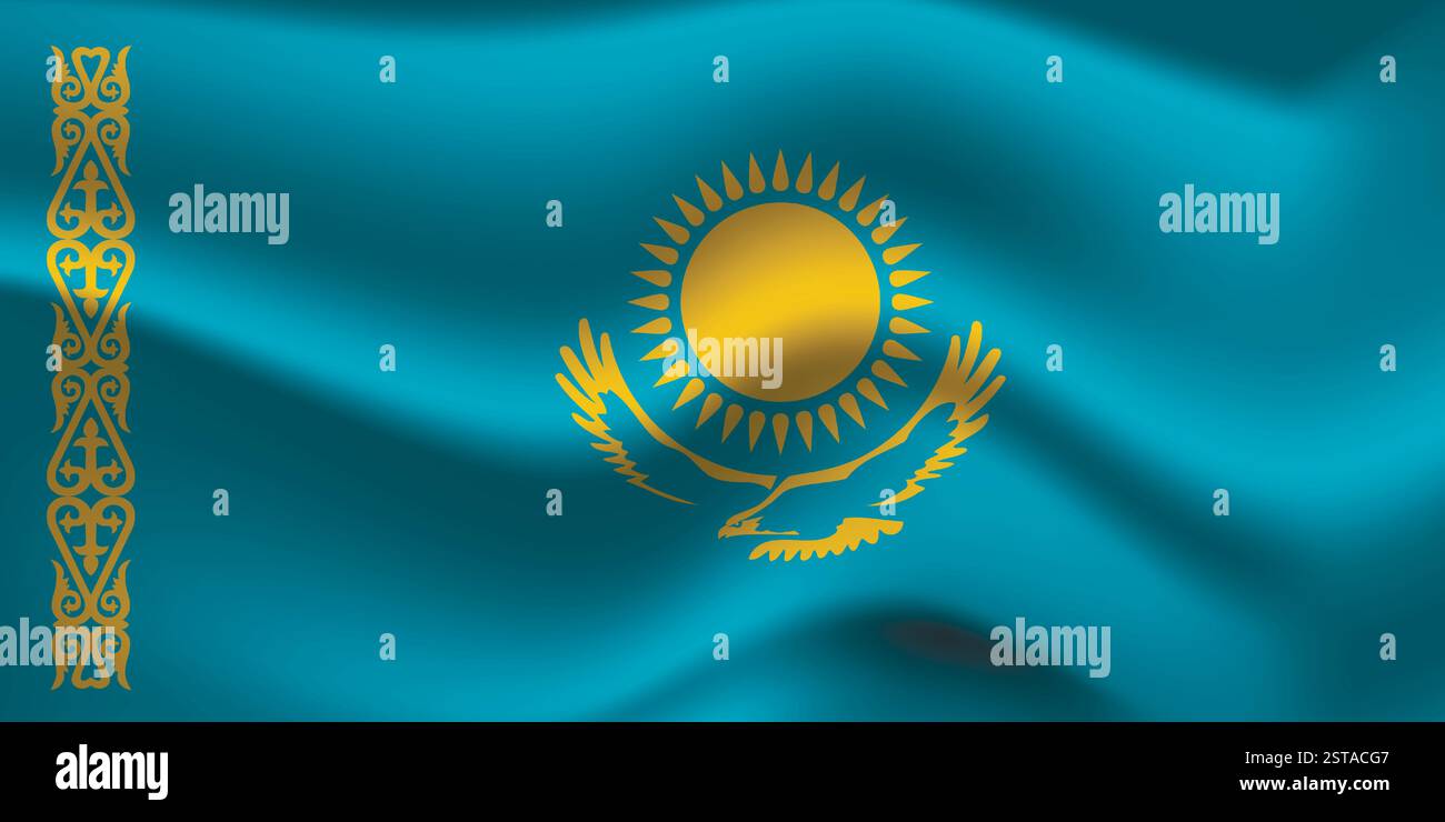 Flag of Kazakhstan. Kazakh national symbol in official colors. Template ...