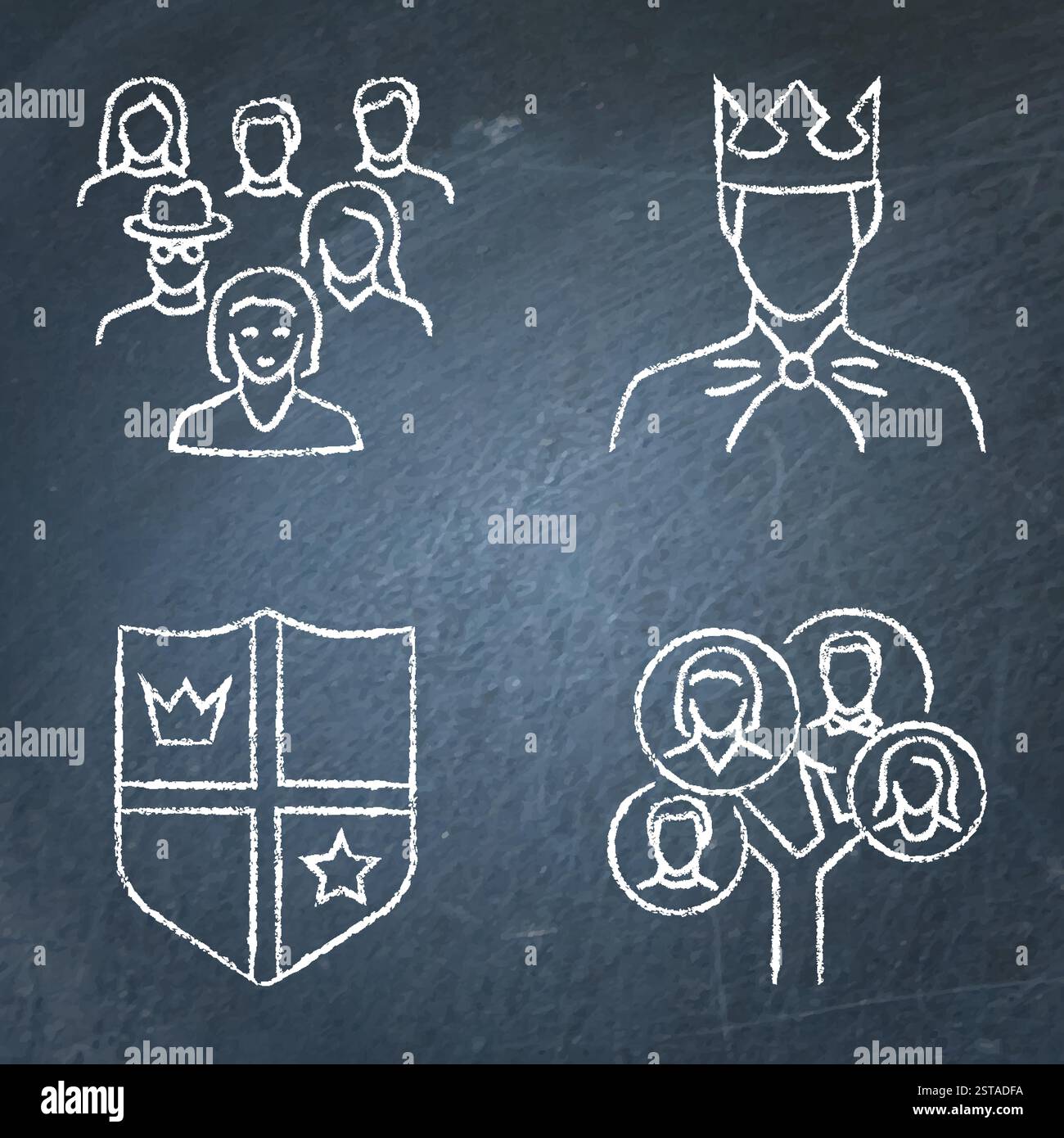 Family tree and ancestry chalkboard icon set. Vector illustration Stock ...