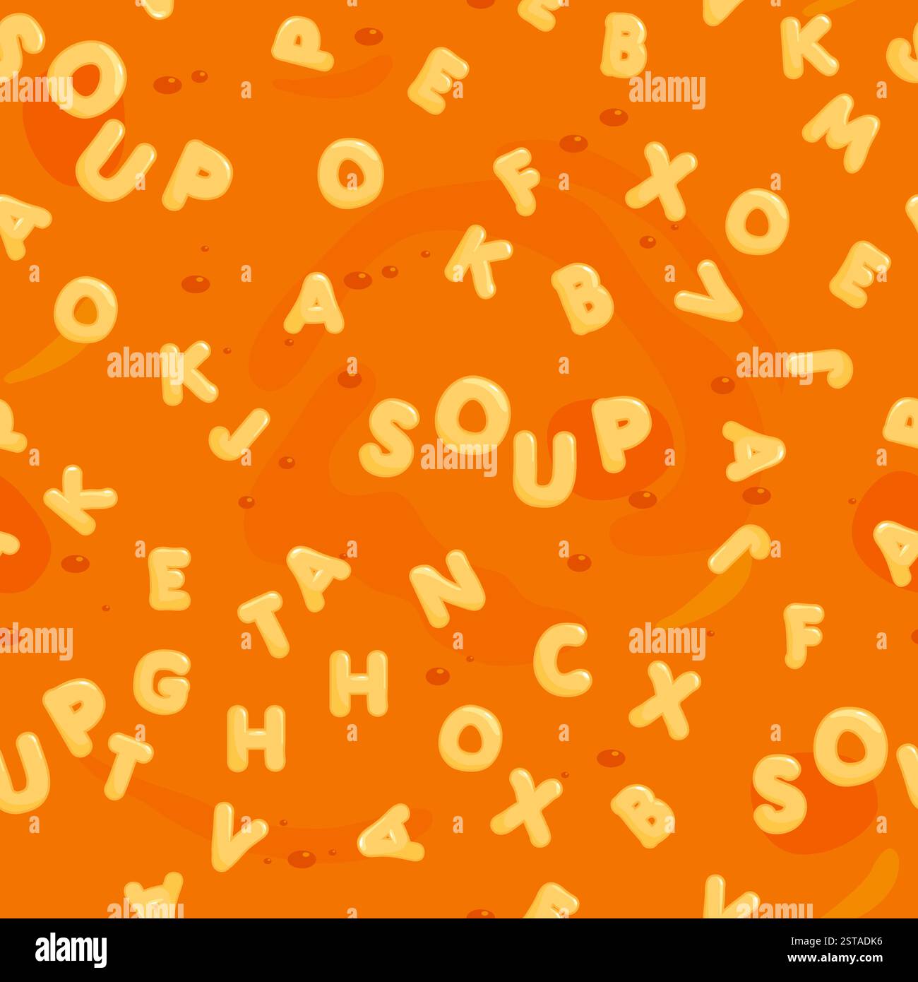 Soup with alphabet pasta, seamless pattern. Homemade soup background ...
