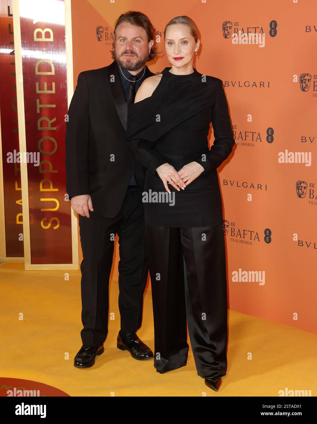 London, UK. 15th Feb, 2025. Brady Corbet and Mona Fastvold attend the ...