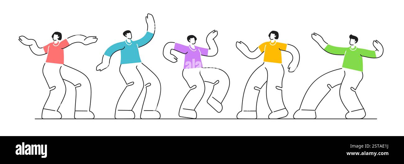Group of young happy people dancing together, depicting joy and ...