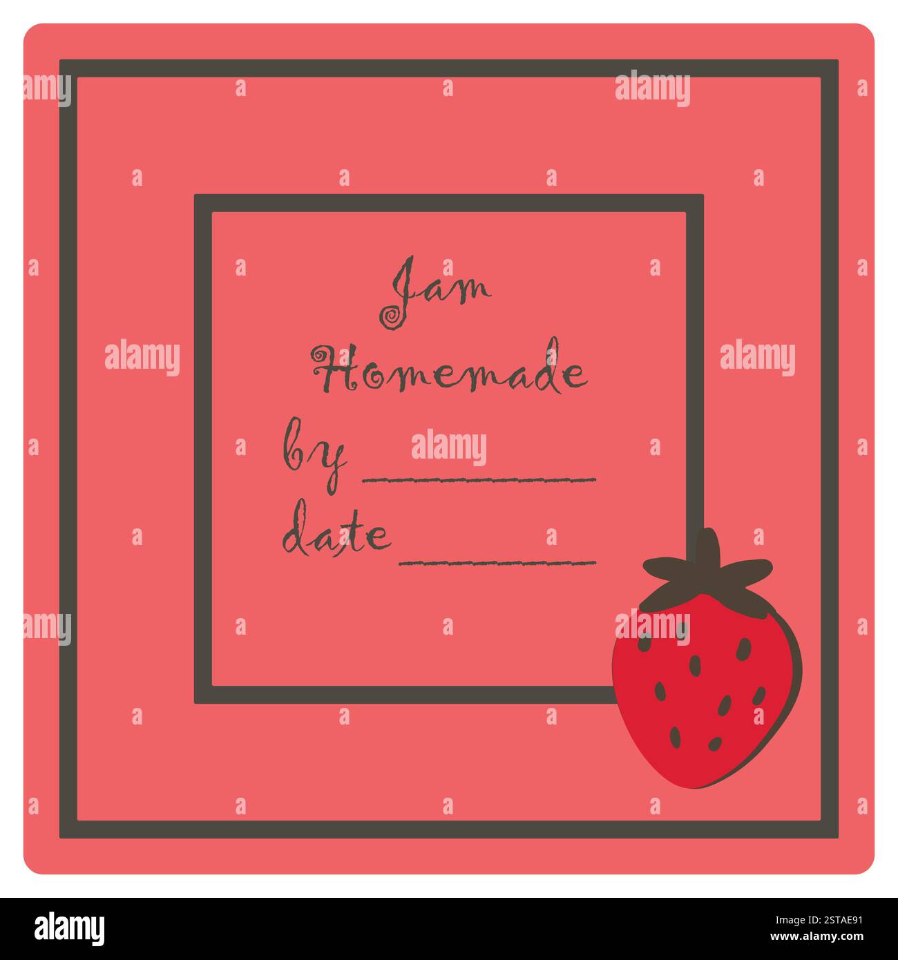 Template jam label design. Retro homemade label. Strawberry marmalade ...