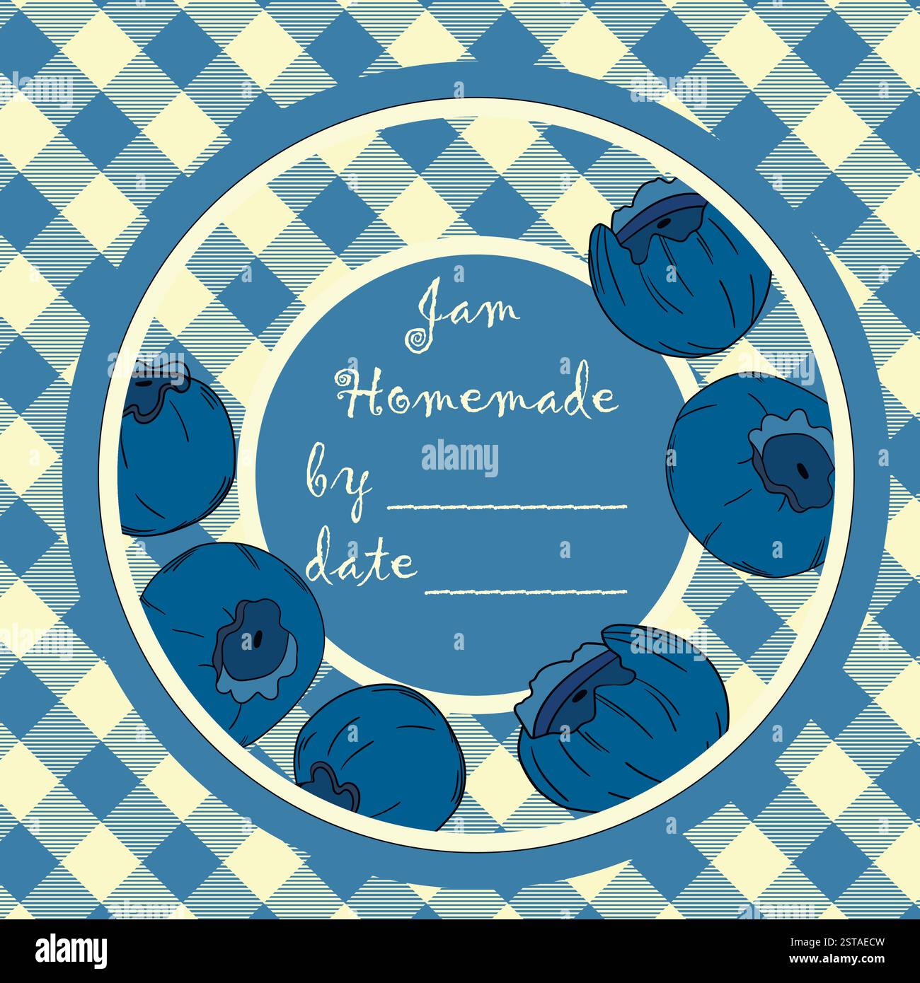Template jam label design. Retro homemade label. Blueberry marmalade ...
