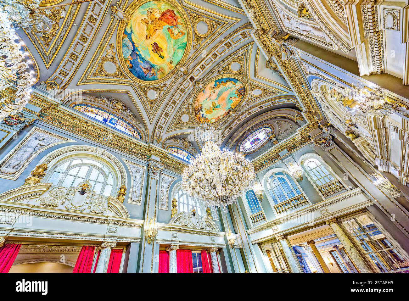 Indoor view Valencia City Hall on City Hall Square. Spain Stock Photo ...