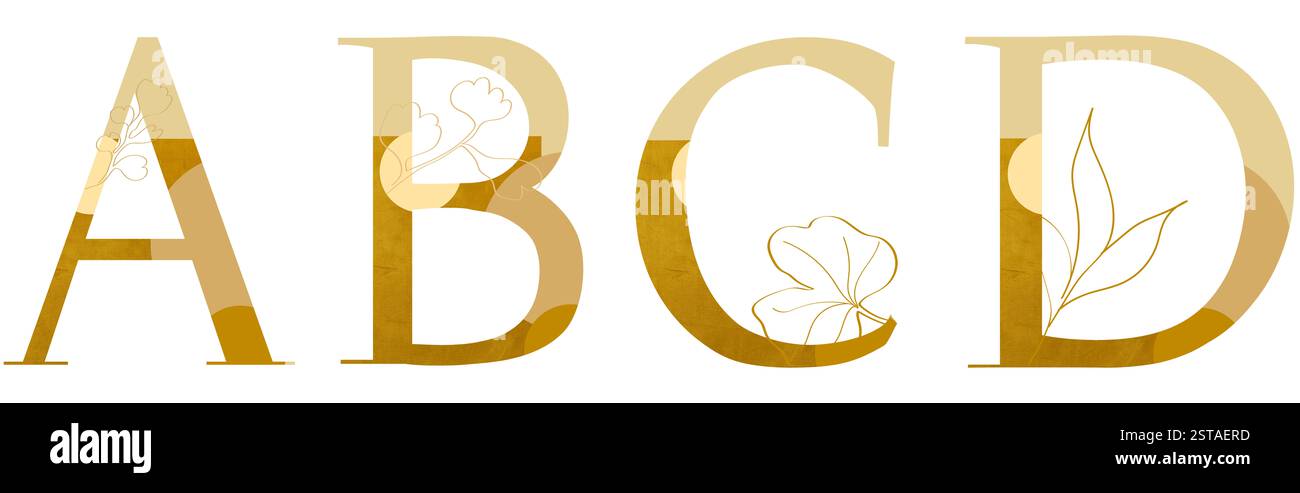 Alphabet green gold letters Cut Out Stock Images & Pictures - Alamy