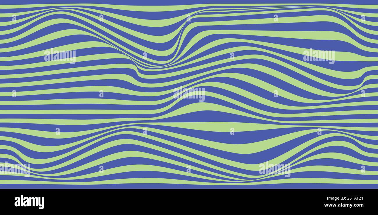 Abstract Optical Illusion Pattern With Wavy Lines in Contrasting Colors ...
