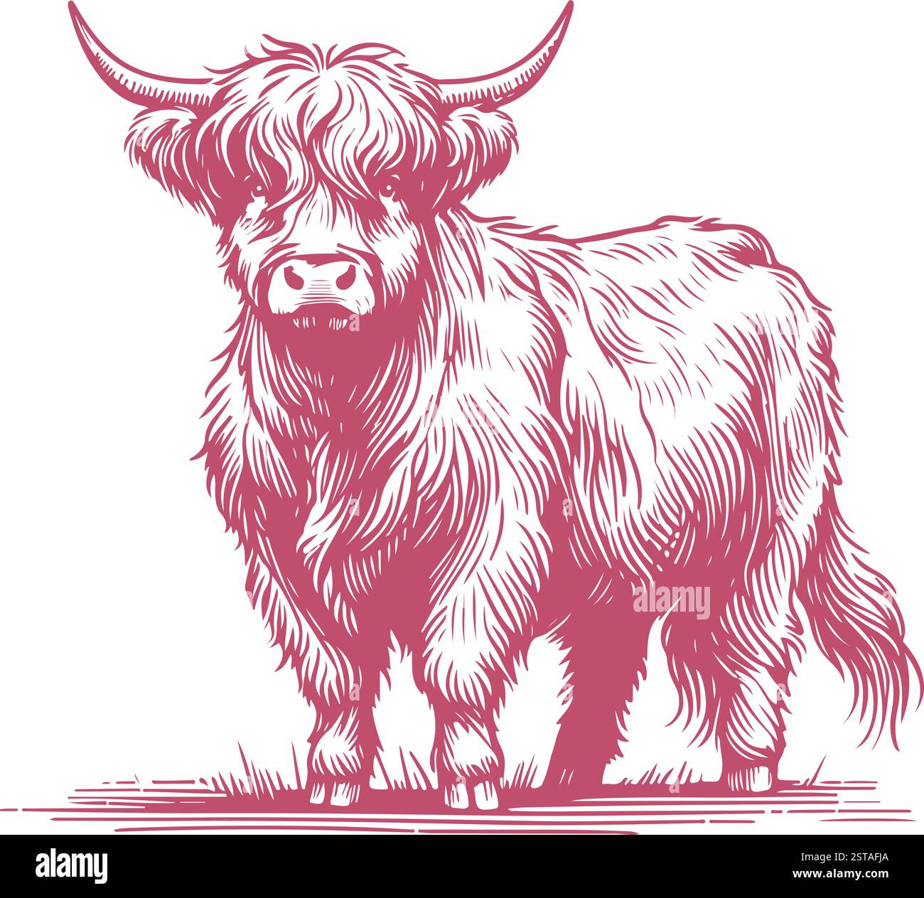 Artistic rendering of a Highland cow, highlighted with intricate ...