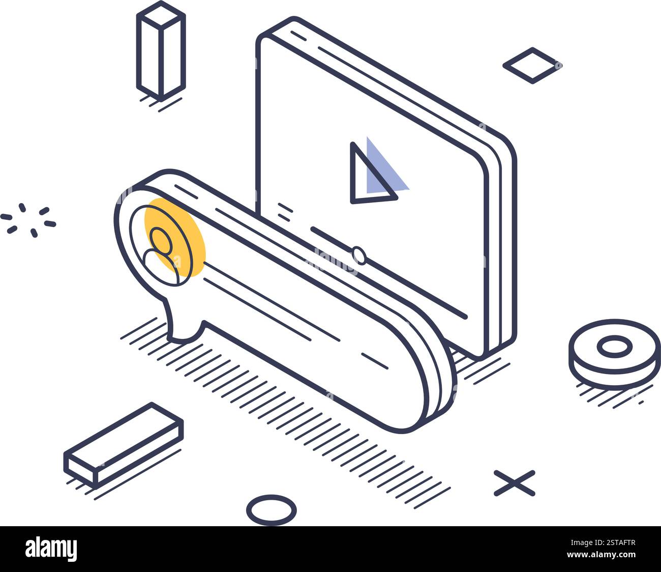 Online marketing through digital elements like screens and user icons ...