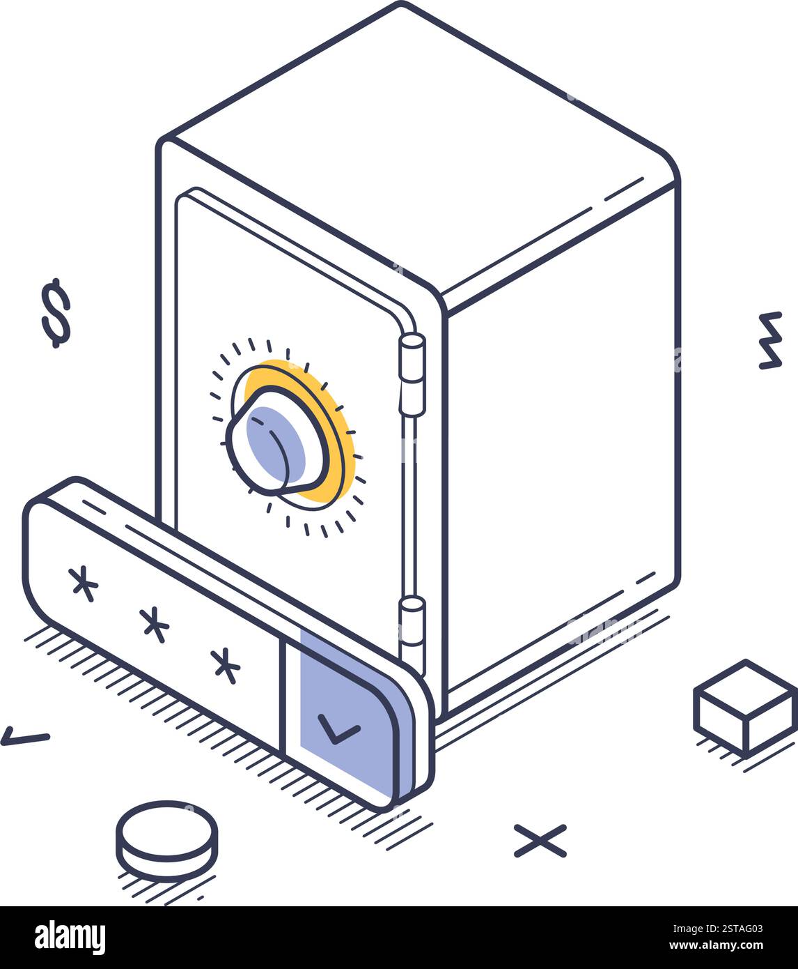 Bank vault designed with isometric perspective. The icon represents ...