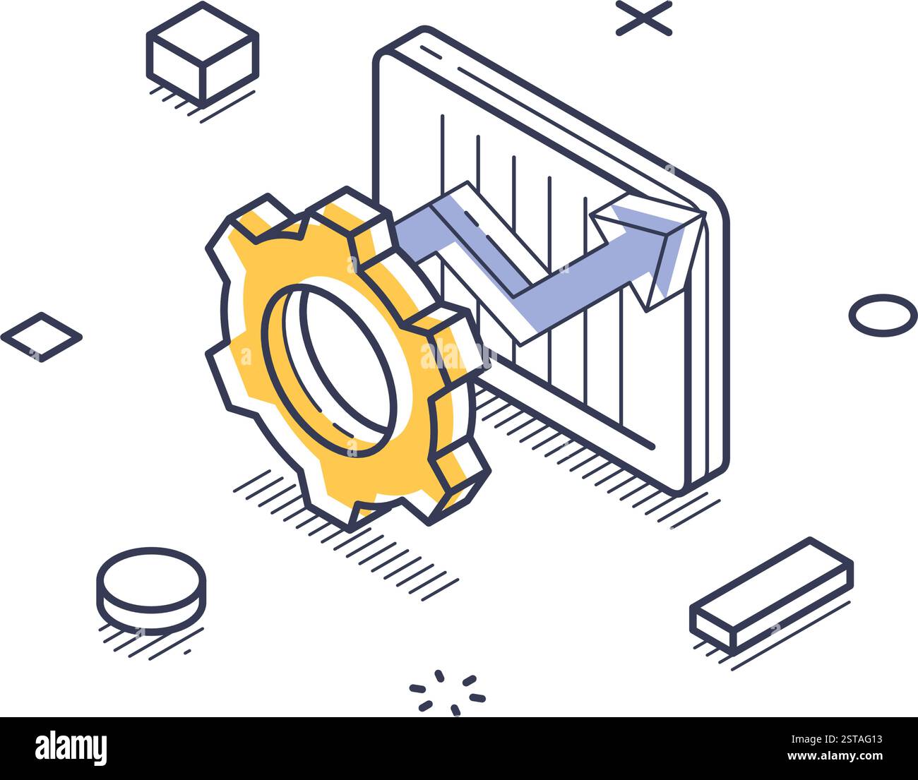 Gear interacting with a graph, symbolizing effective business solutions ...
