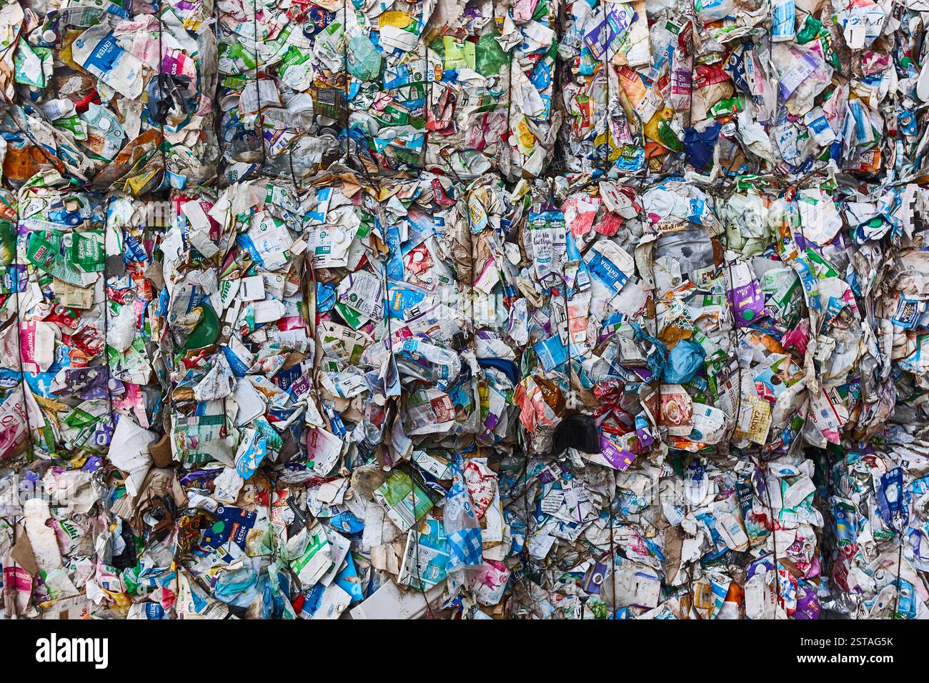 Recycled and packaged waste. Sustainable industry. Disposal material ...