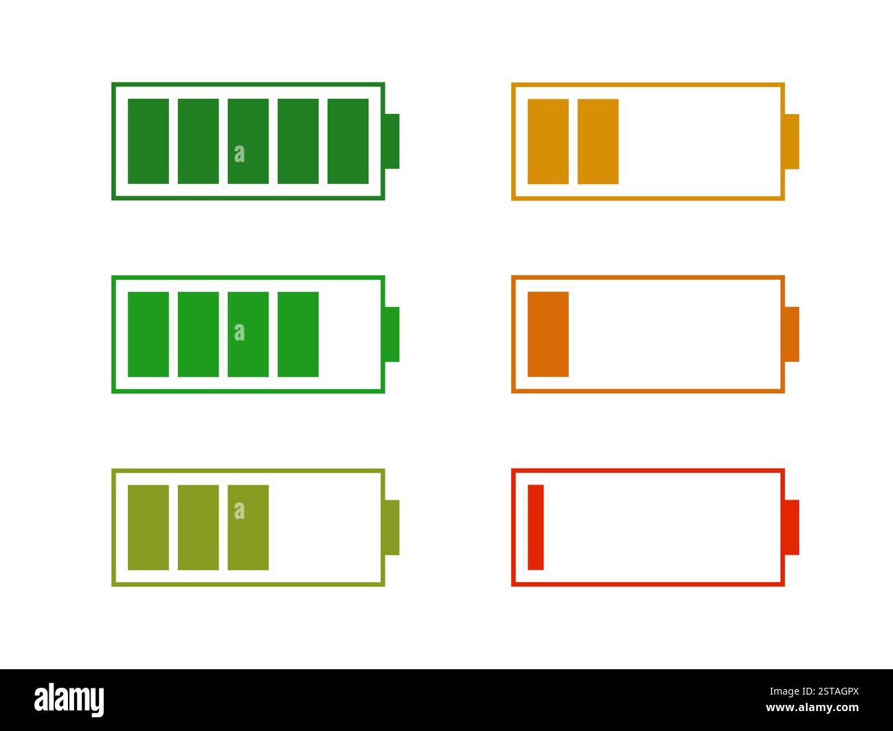 Level battery energy icon set. Powerfully full and power low up status ...