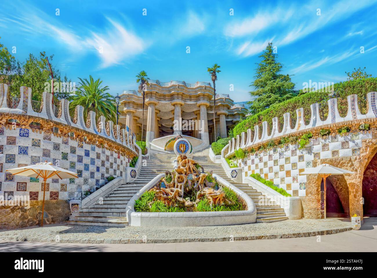 Barcelona. Gorgeous and amazing Park Guel. Spain Stock Photo - Alamy