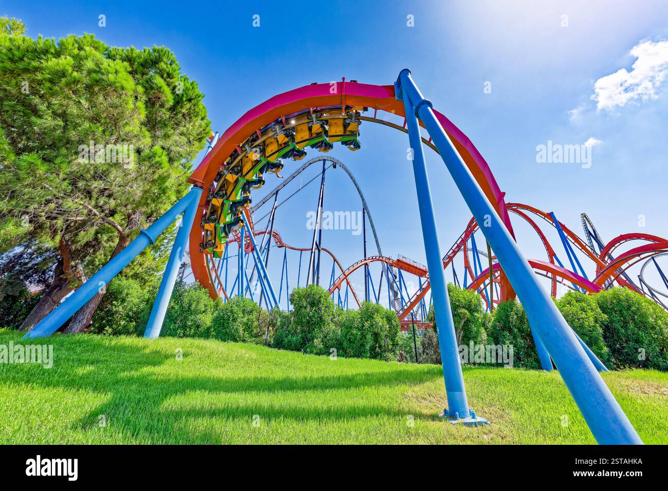Roller Coaster in funny amusement park. Spain Stock Photo - Alamy