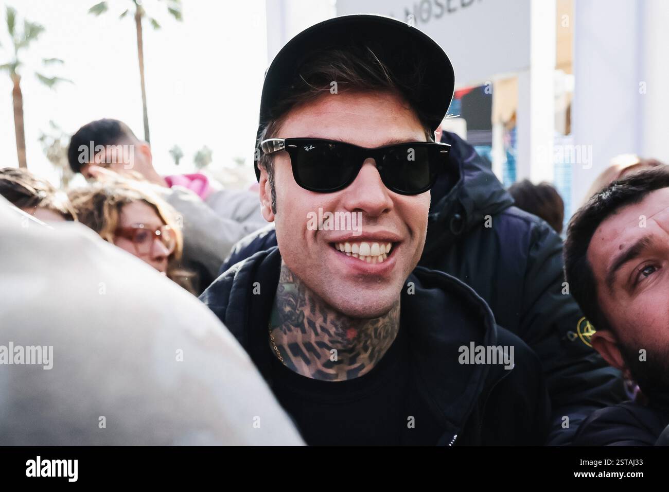 Sanremo, Italy. 15th Feb, 2025. Fedez arrives at the Radio Kiss Truck ...