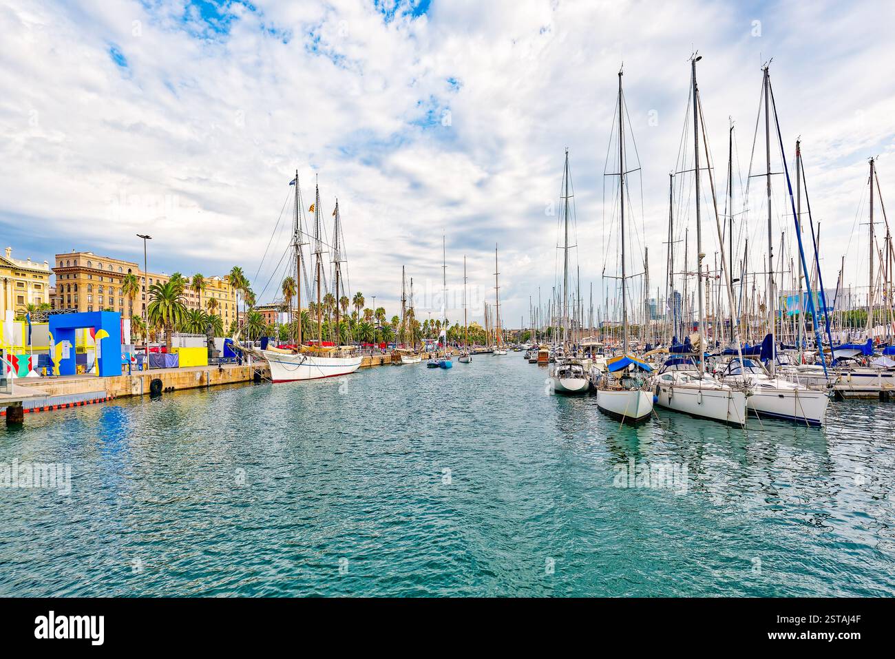 Barcelona. Seaport and Yacht parking at the pier. Spain Stock Photo - Alamy