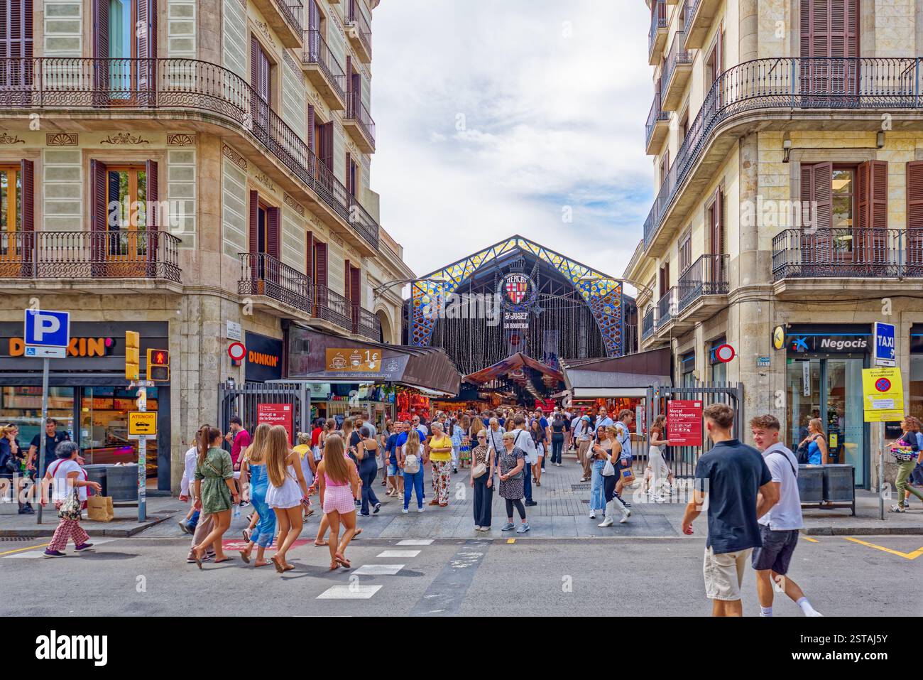 Central Market(Mercat). La Rambla is a major street in Barcelona. Spain ...