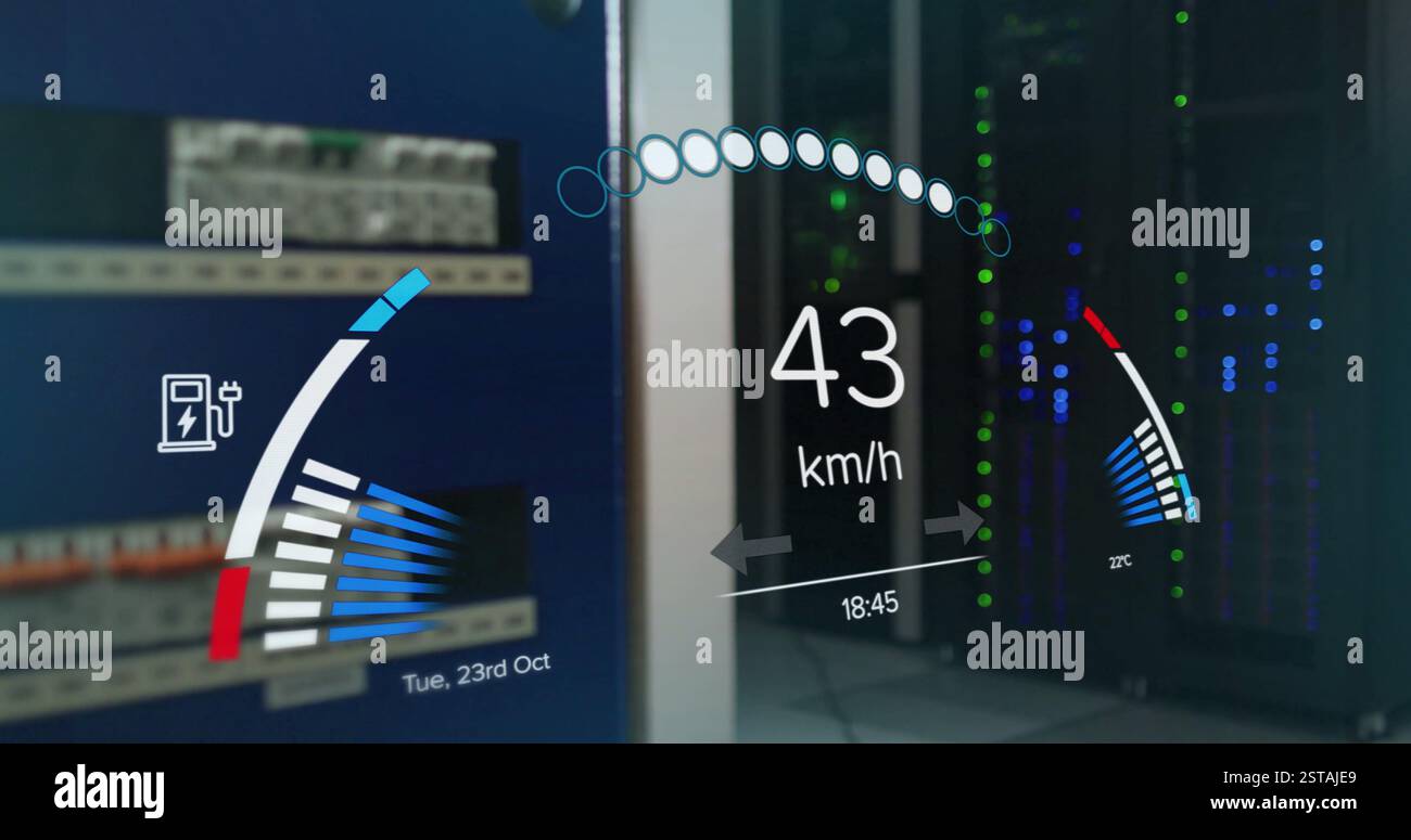 Image of car panel over server room Stock Photo - Alamy