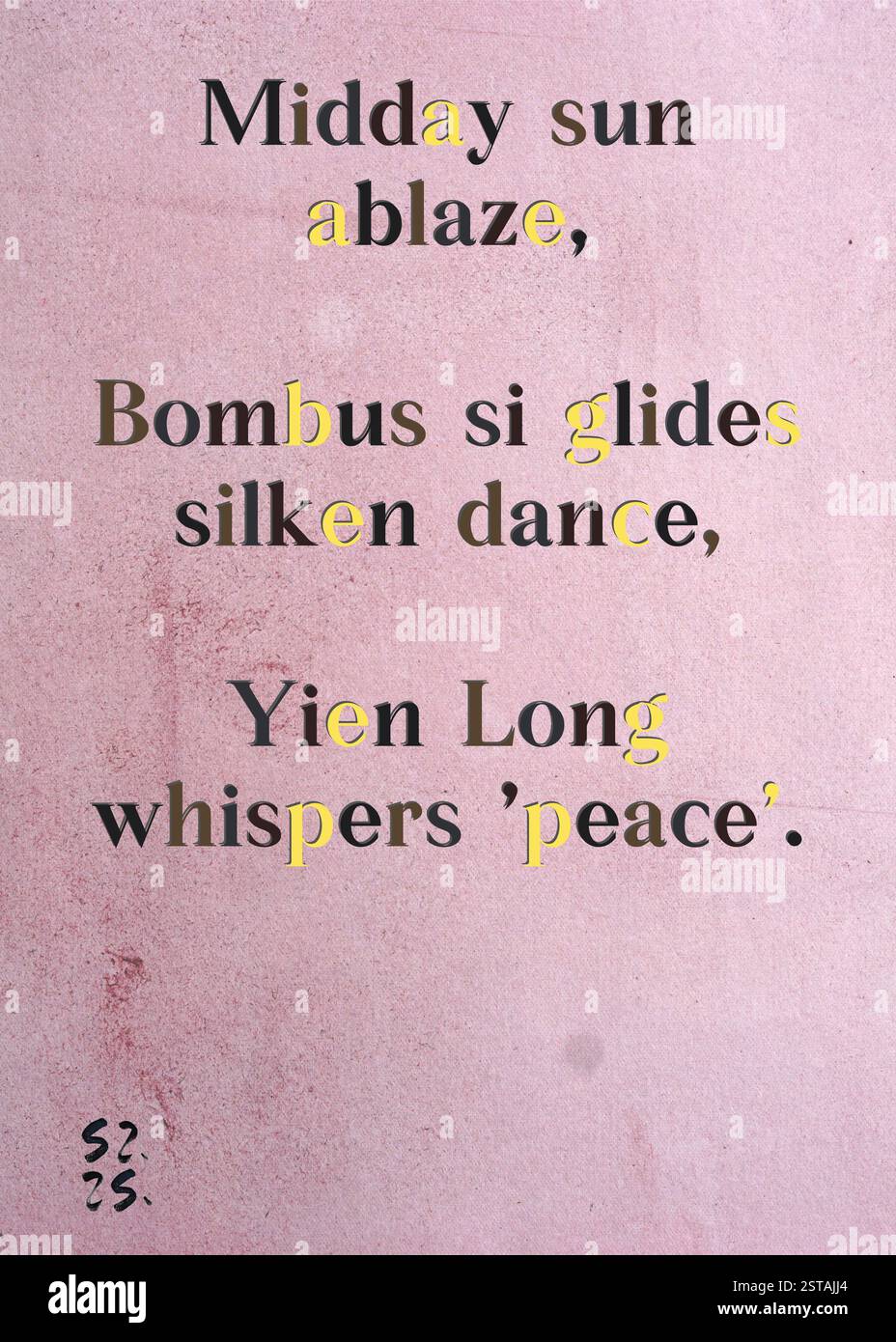 Midday sun ablaze, Bombus si glides silken dance, Yien Long whispers ...