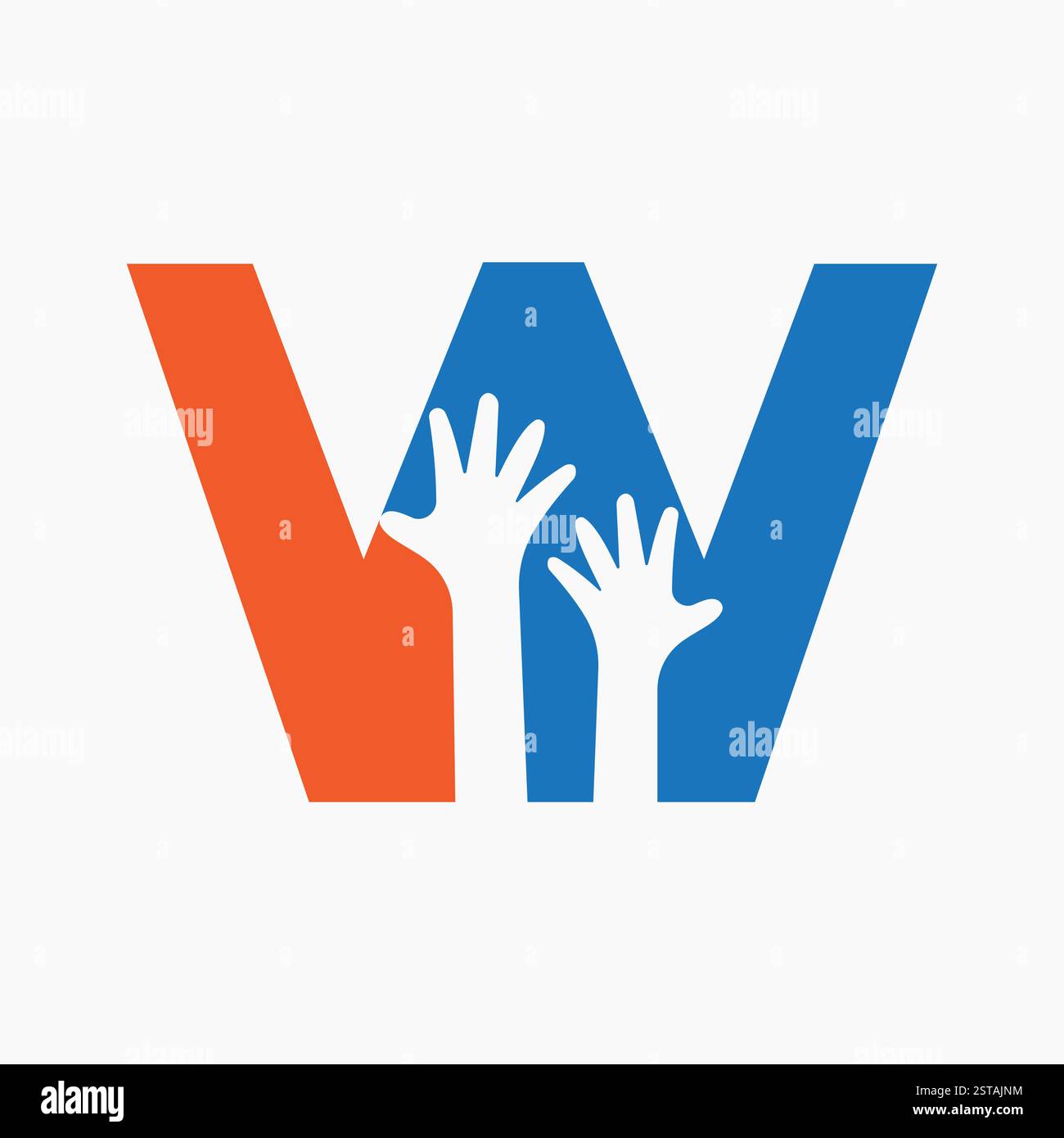 Initial Letter W Charity Logo Design Concept With Two Hand Symbol Stock ...