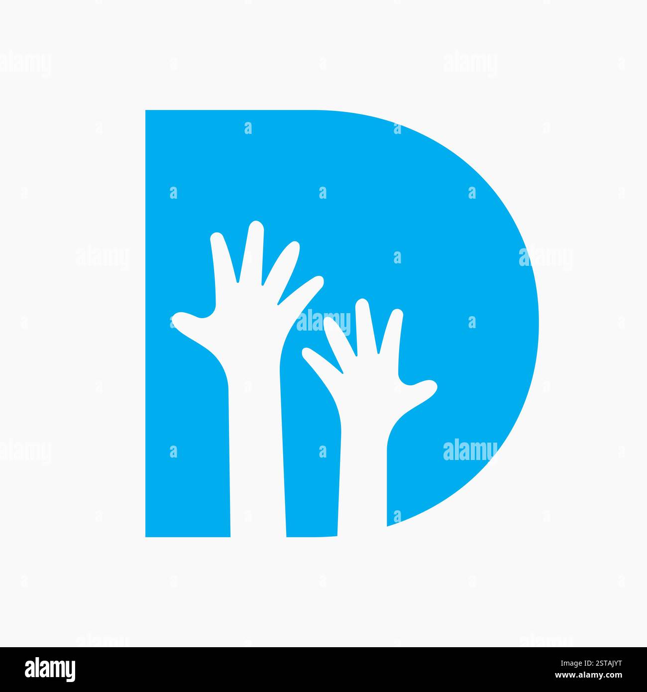 Initial Letter D Charity Logo Design Concept With Two Hand Symbol Stock ...