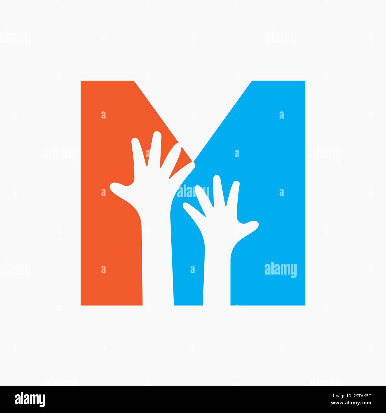 Initial Letter M Charity Logo Design Concept With Two Hand Symbol Stock ...