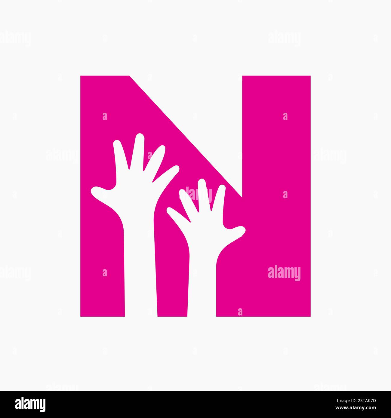 Initial Letter N Charity Logo Design Concept With Two Hand Symbol Stock ...