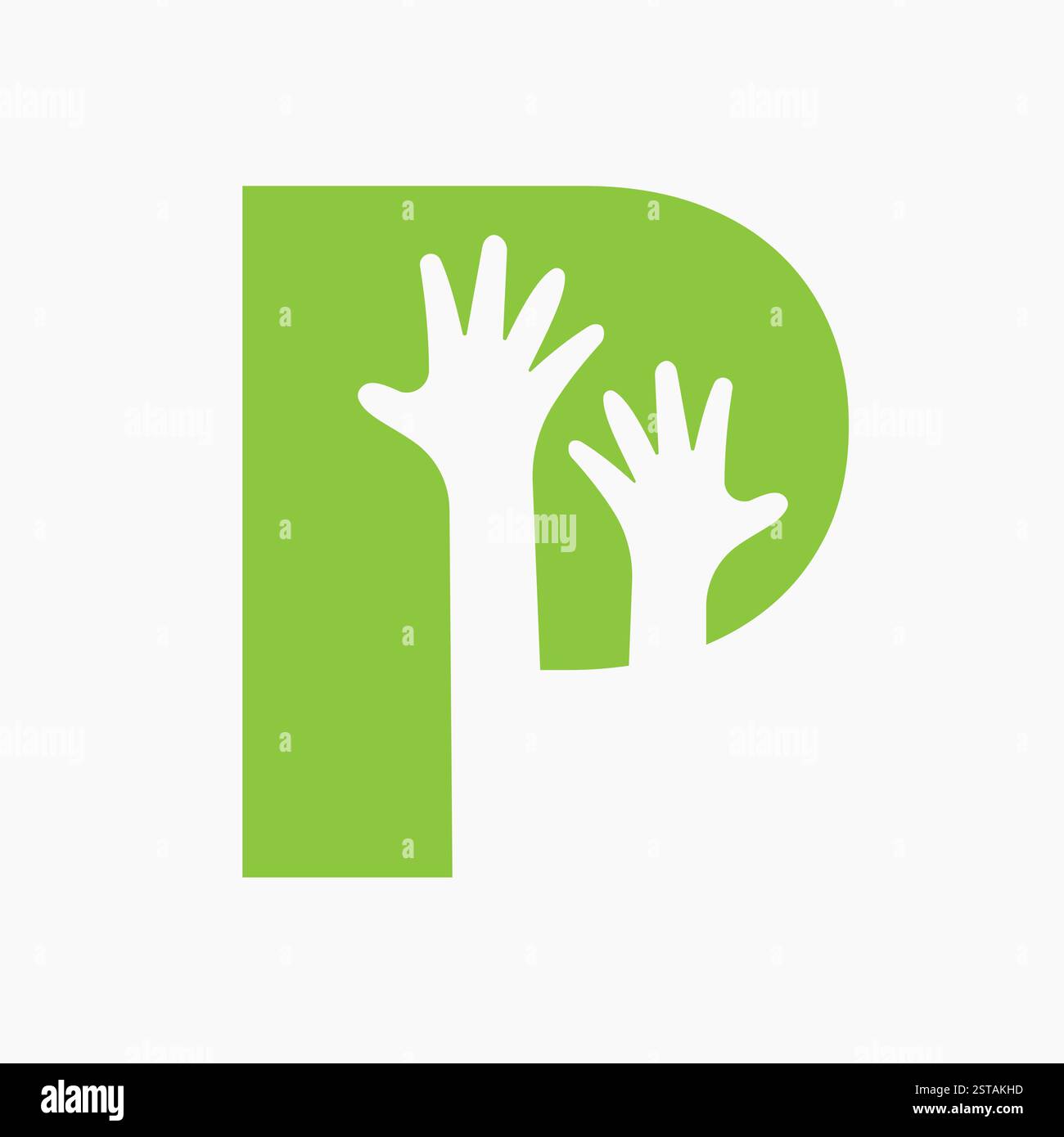 Initial Letter P Charity Logo Design Concept With Two Hand Symbol Stock ...