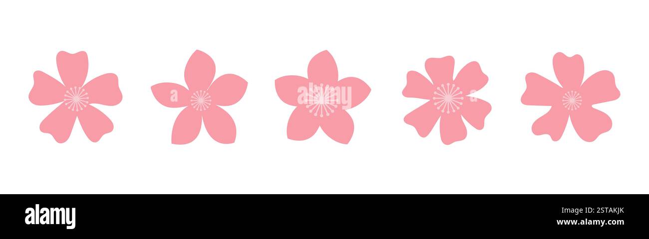 Cherry Blossom Flower Icon Set Stock Vector Image & Art - Alamy