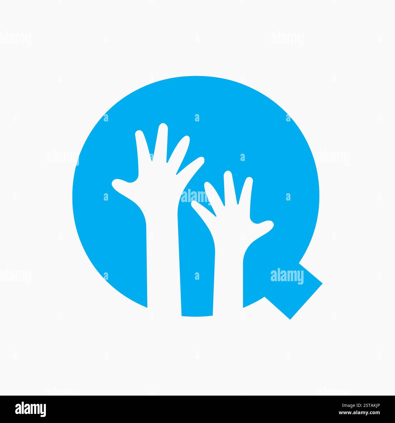 Initial Letter Q Charity Logo Design Concept With Two Hand Symbol Stock ...