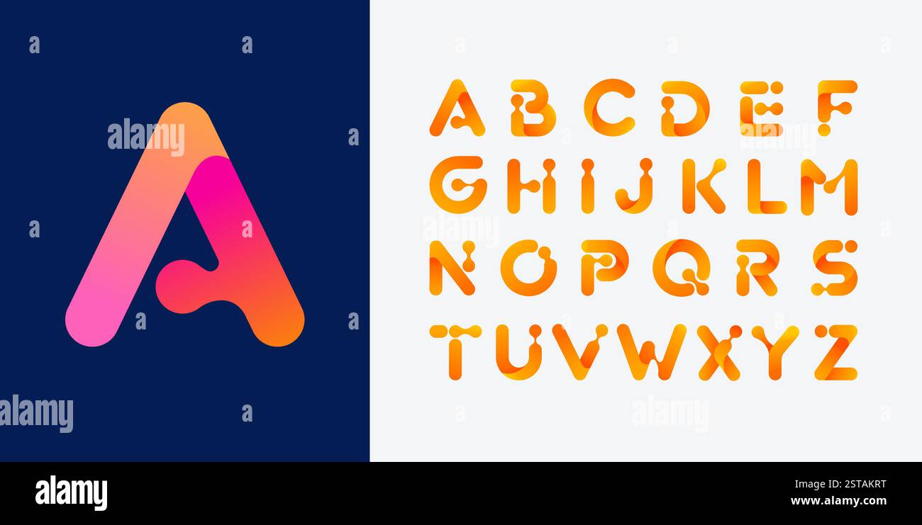 Modern tech 3D minimal alphabet font. English letters for logo design ...