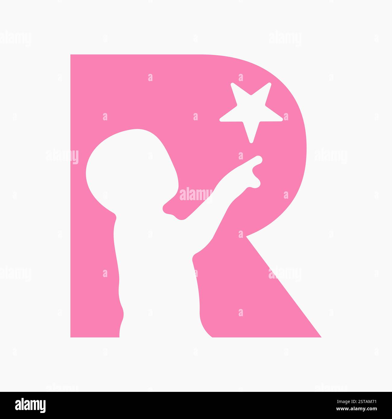 Initial Letter R Baby and Star Symbol For Kinds Logo Design Stock ...