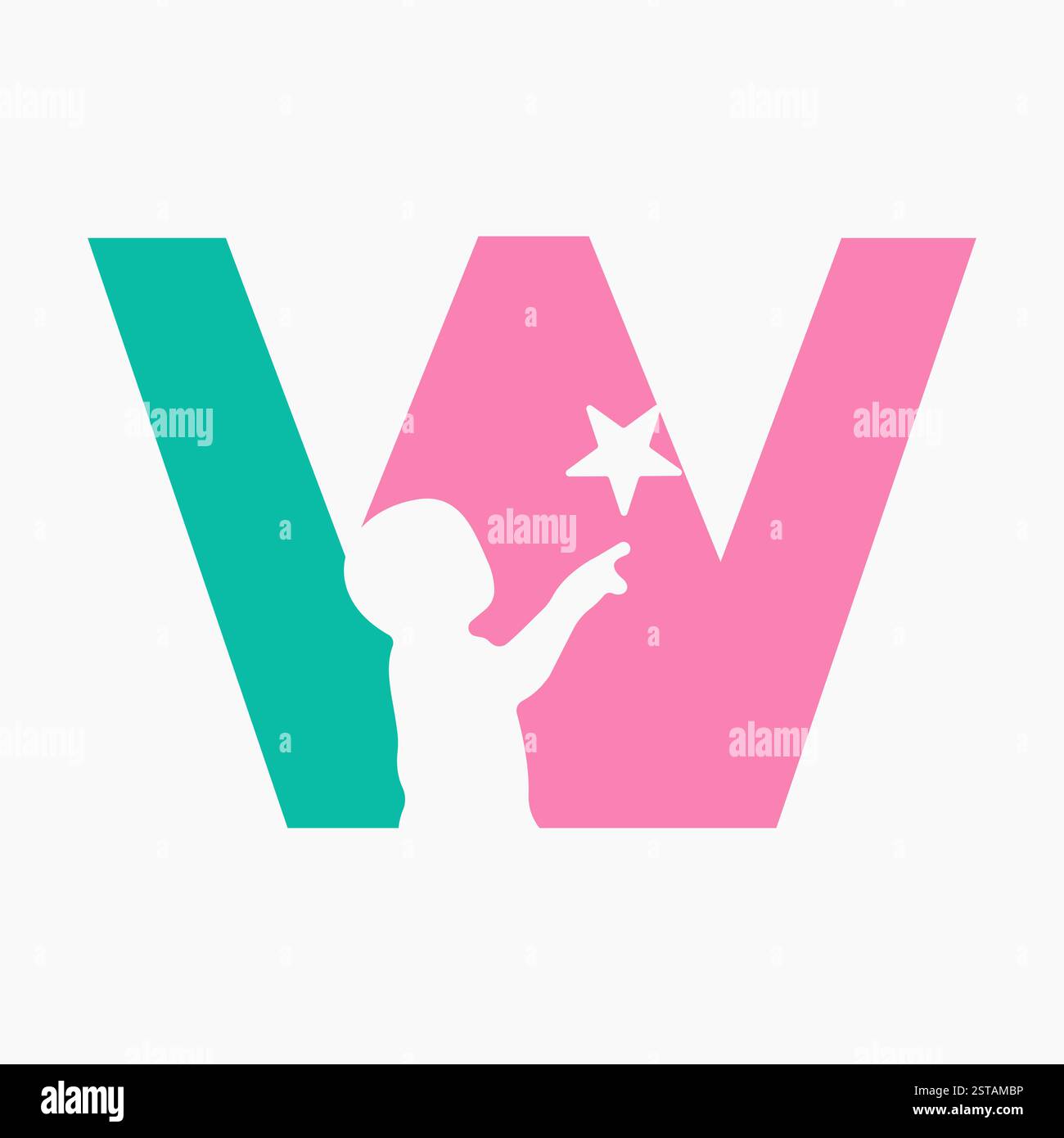 Initial Letter W Baby and Star Symbol For Kinds Logo Design Stock ...