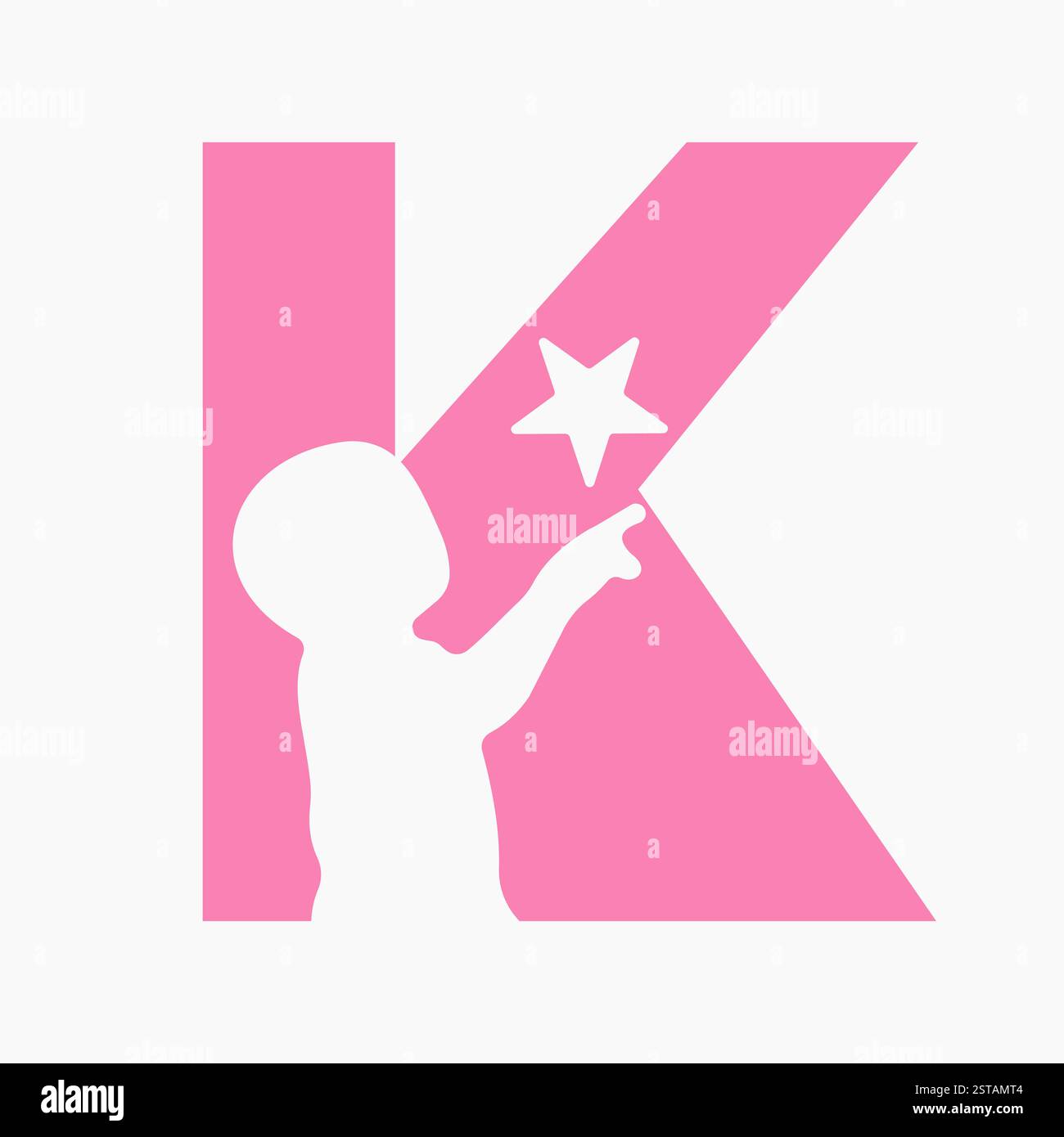 Initial Letter K Baby and Star Symbol For Kinds Logo Design Stock ...