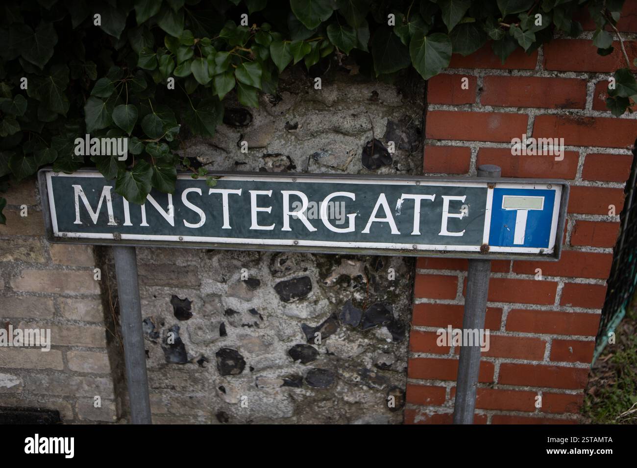 Minstergate road sign, Thetford Stock Photo - Alamy