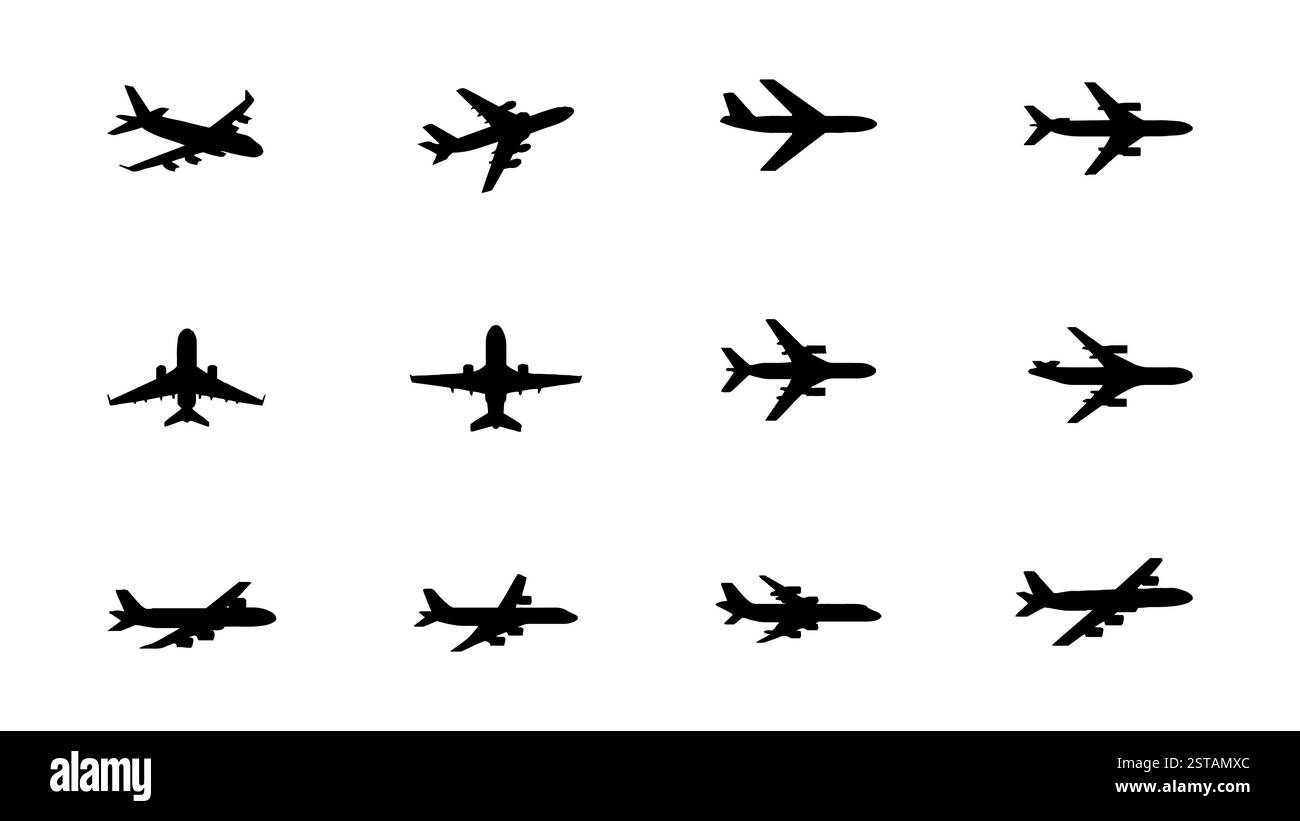 Airplane icon set vector isolated on a white background, aircraft icon ...