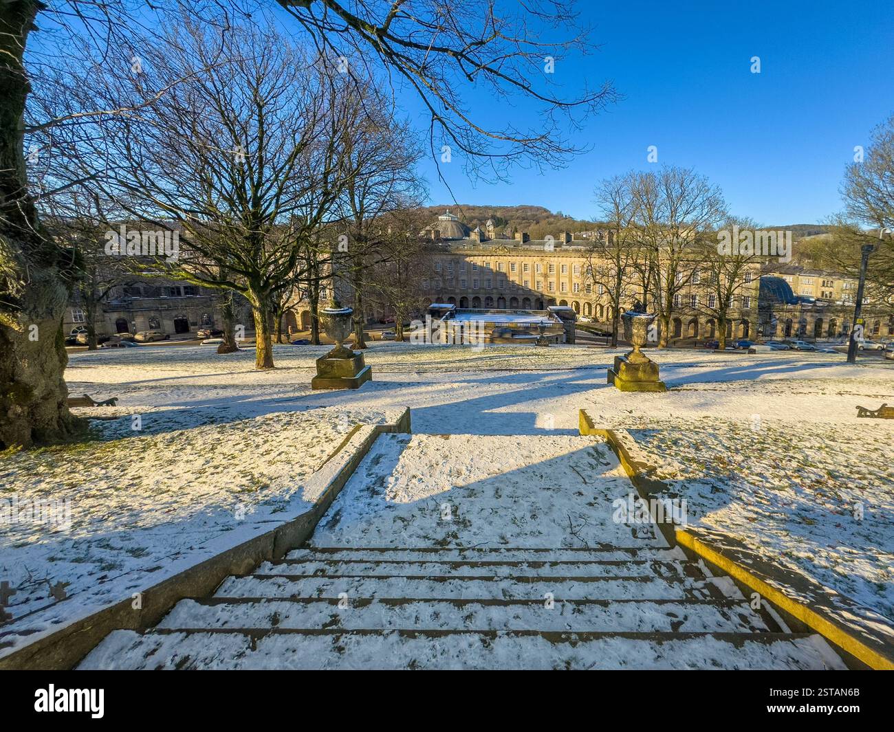 The Crescent in snow, with the roof of the Pump Room in the foreground ...