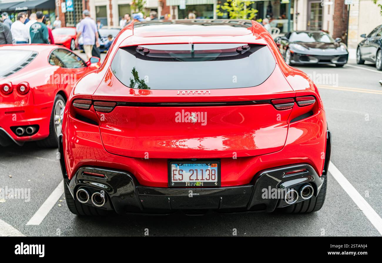 Chicago, Illinois - September 29, 2024: Ferrari Purosangue red color ...