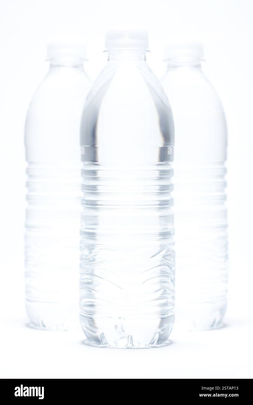 Water Bottles Abstract Image on a Gradated White Background Stock Photo ...