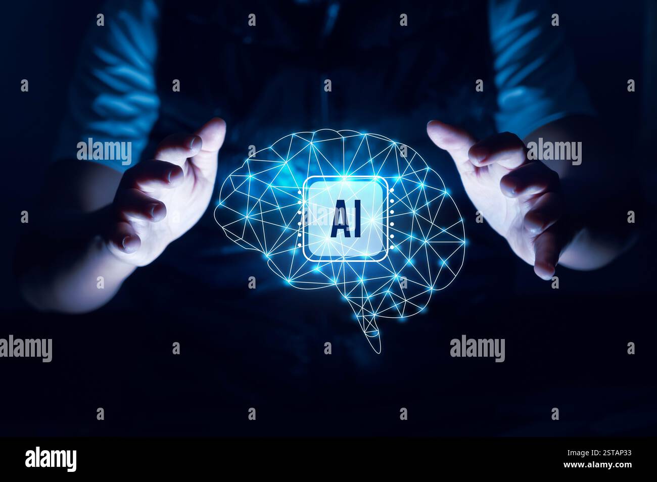 Illustration of an abstract futuristic background with digital technology and artificial ...