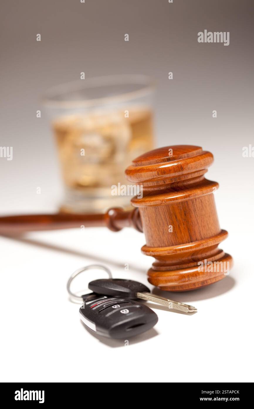 Gavel, Alcoholic Drink & Car Keys on a Gradated Background - Drinking ...
