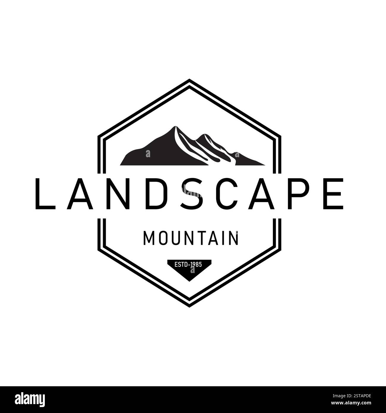 Mountain Silhouette Logo Illustration with Hexagon Symbol Simple ...