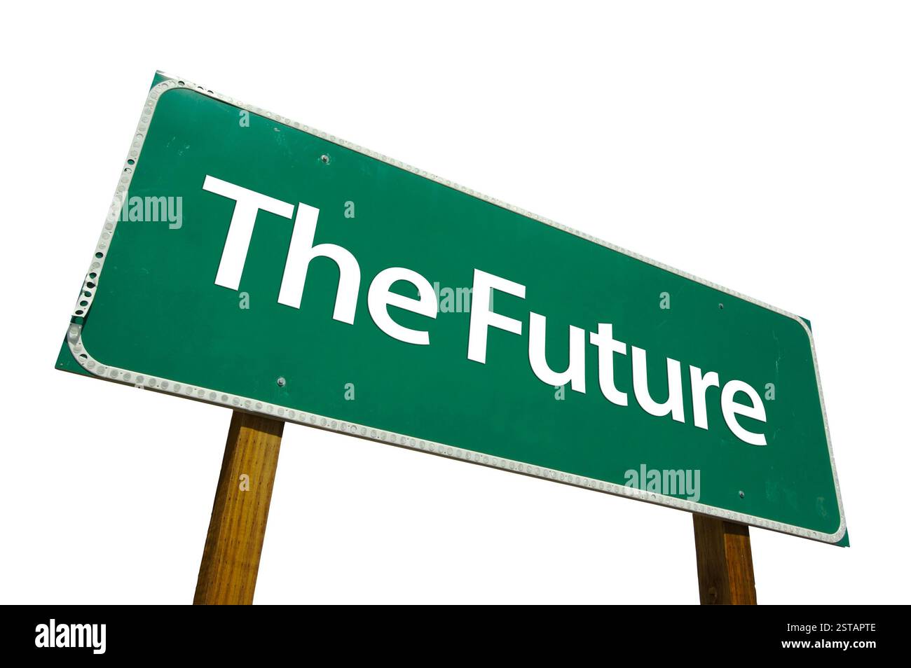 The Future Green Road Sign Isolated on a White Background with Clipping ...