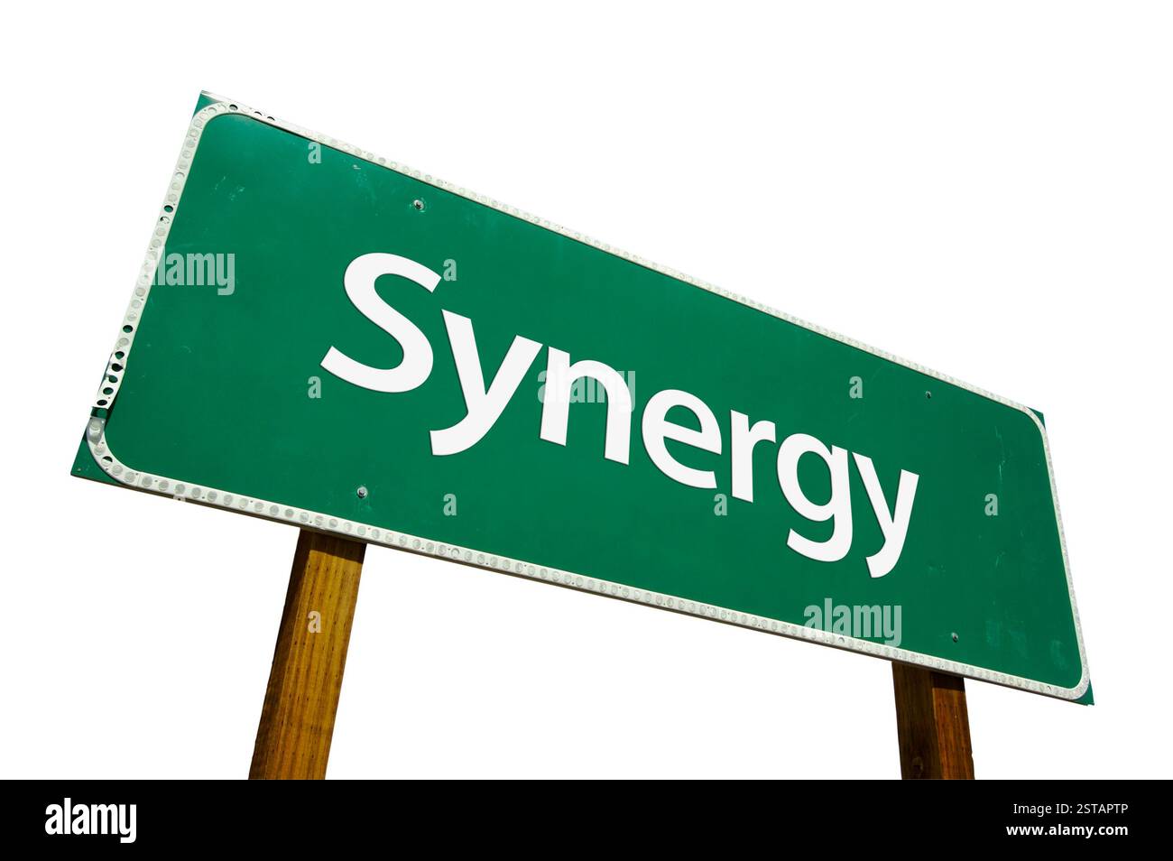 Synergy road sign isolated on white with clipping path hi-res stock ...