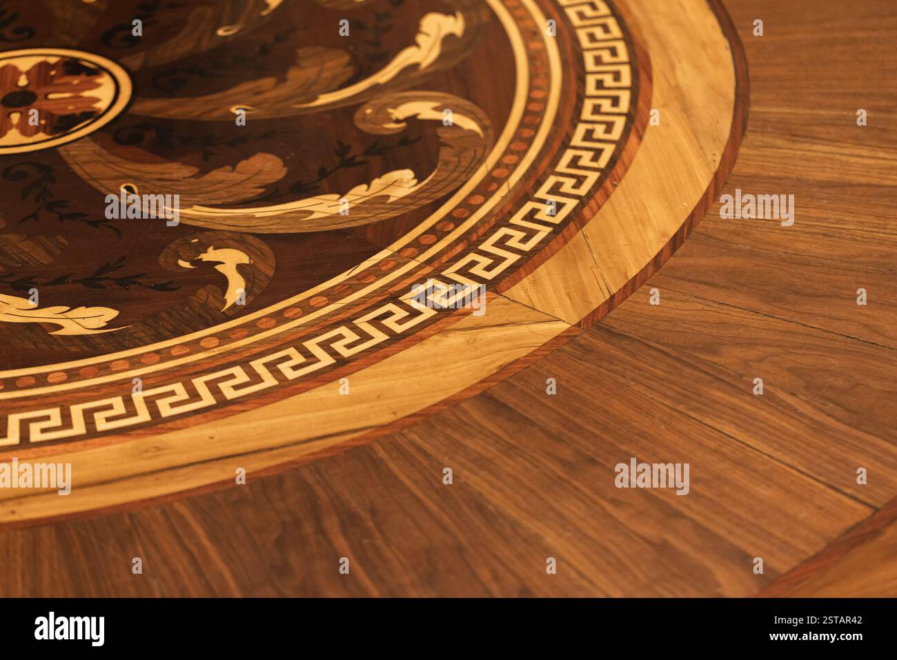 Intricate Wooden Parquet With Detailed Inlaid Pattern and Classic ...