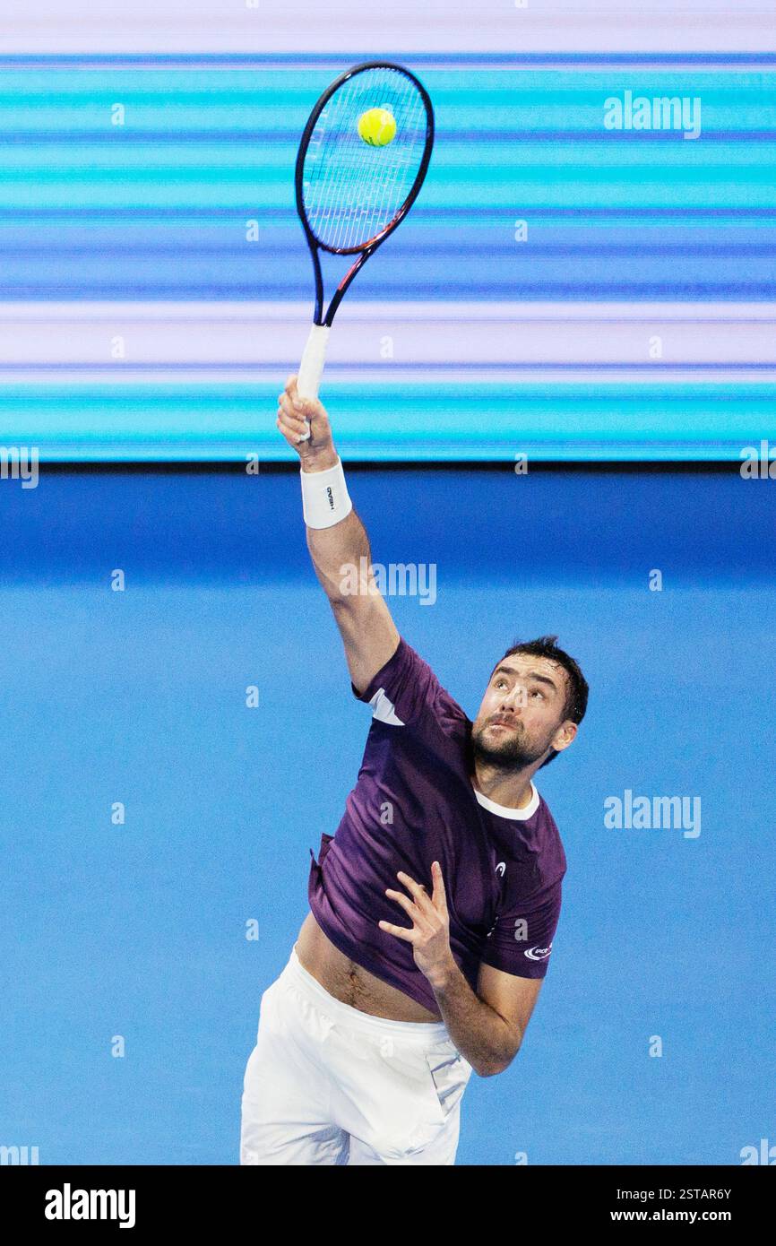 Doha, Qatar. 17th Feb, 2025. Marin Cilic of Croatia during the 2025 ...