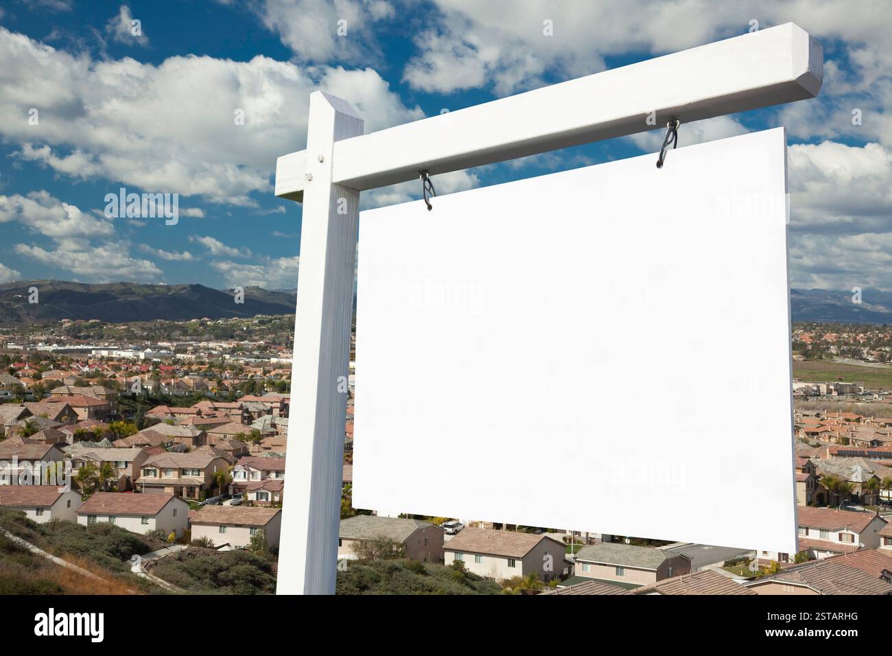 Blank Real Estate Sign with Elevated Housing Community View - Ready for ...