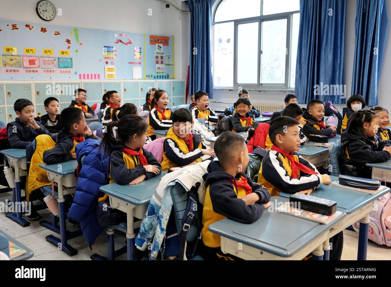Beijing,China.17th February 2025. Students attend a class at a primary school in Fengtai ...