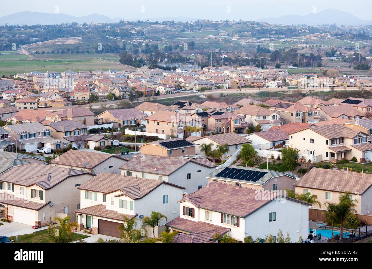 Contemporary Neighborhood Houses Roof Tops and Horizon View Stock Photo ...